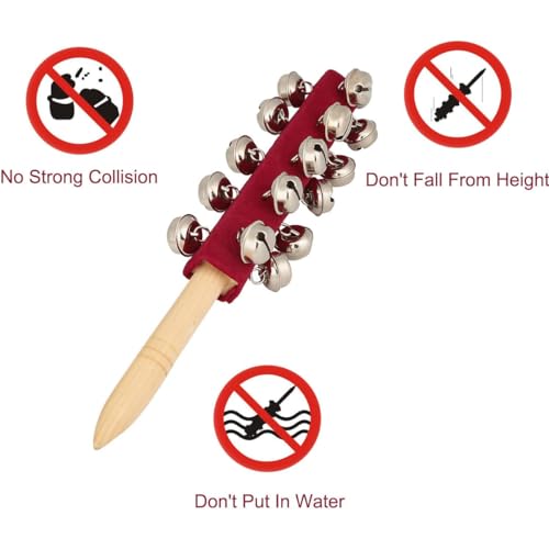 Tiardey Sleigh bell stick, Wooden Handheld 21 Jingle Bells Bar Sleigh ...