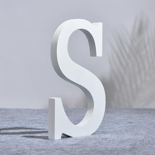 Amazon.com: AOOLADA 10 Inch Wooden Letter S for Wall Decor, Large White ...