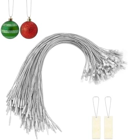 Qiuyan 100 PCS Christmas Tree Ornament Hanger Strings Snap Fastener Tag ...