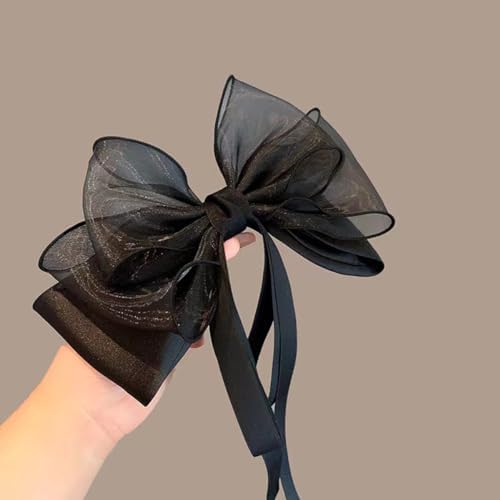 Amazon.com : CAIHE Satin Silk Scrunchies: Black Mesh Tulle Hair ...