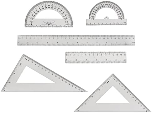 LGEGE Math Ruler Geometry Tool Set 18 Pcs,10/12cm Protractor, 15/23cm ...