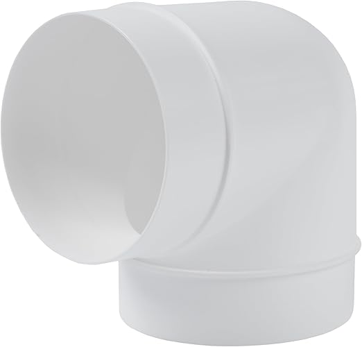 HVAC OV 4” Inch 90 Degree Round Duct Elbow - White PVC Pipe Vent Duct ...