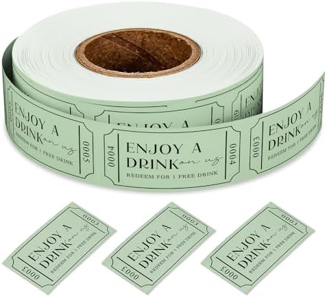 AnyDesign 1000Pcs Sage Green Drink Tickets Roll Single Raffle Tickets ...