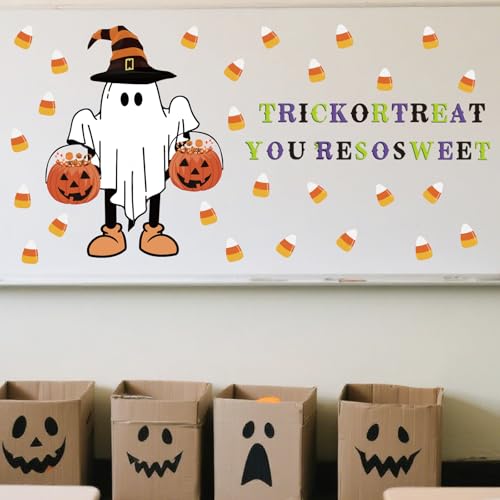 Whaline 62Pcs Halloween Bulletin Board Set Pumpkin Ghost Candy Corn ...