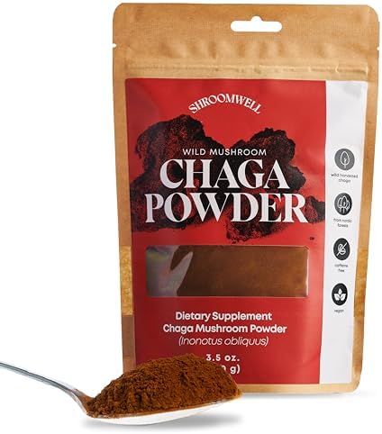 Amazon.com: SHROOMWELL Chaga Mushroom Powder - Wild Harvested Chaga ...