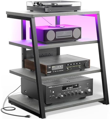 Amazon.com: FITUEYES 4-Tier AV Media Cabinet Stand Component Cabinet ...