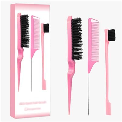 Amazon.com : xiangwenlan Pink Comb Set 3 piece, Slick Back Brush with ...