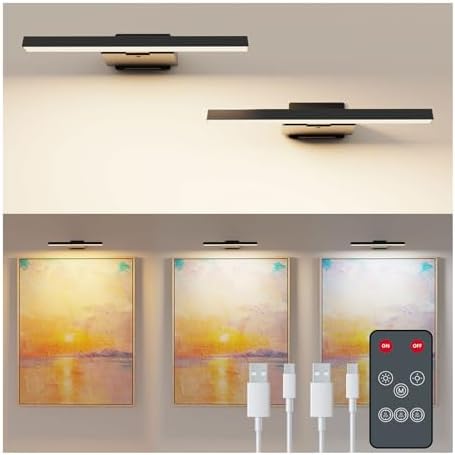 Koopala LED Picture Lights Set of 2, Cordless Over Painting Lamps with ...