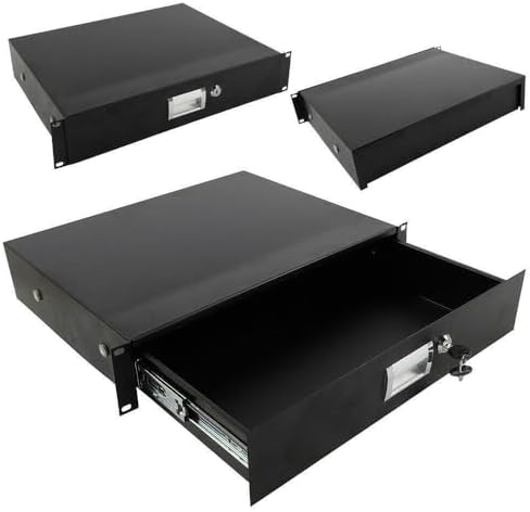 Amazon.com: 19" Rack Mount 2U Locking Drawer Pro Audio DJ Server Rack ...