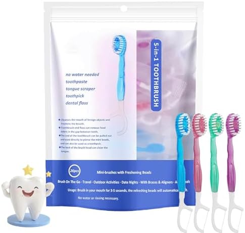 Amazon.com : NYYQYYN 26Pack 5 in 1 Toothbrush & Floss,5 in 1 mini ...