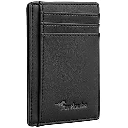 Amazon.com: Travelambo Front Pocket Minimalist Leather Slim Wallet RFID ...
