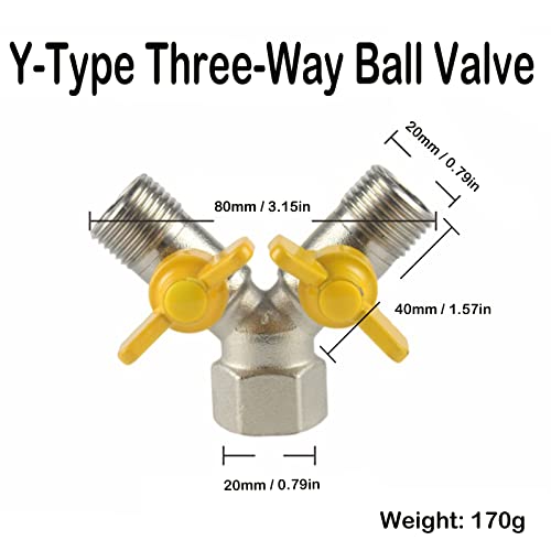 truee 1159820 3-Way Y-Splitter Piece, 1/2 Inch Switch Valve Made of ...