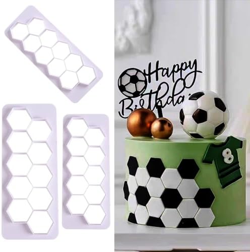 4 Pieces Football Pattern Cookie Cutters,Hexagon Cookie Cutter, Soccer ...