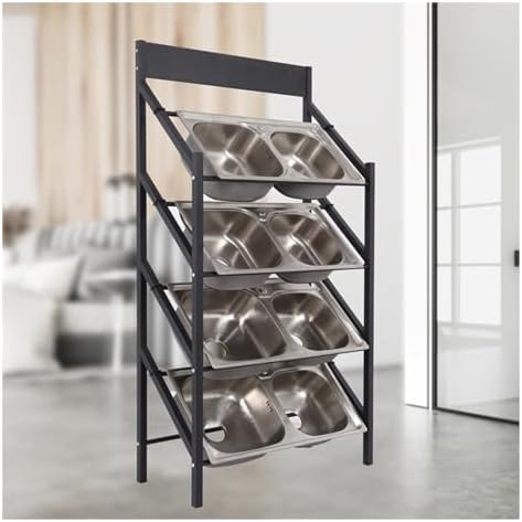 Floor Standing Sink Display Rack - Movable Metal Dish Organizer Shelf ...