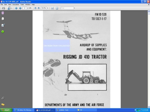 Airdrop Of Supplies And Equipment: Rigging JD 410 Tractor And Small ...