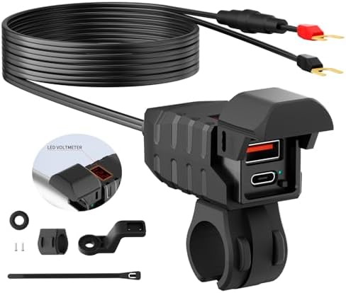 Amazon.com: SOBMOTO Motorcycle USB Charger, Dual USB Type C 30W PD & QC ...