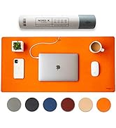 Nordik Leather Desk Mat Cable Organiser (Tangerine Orange 89 X 43 cm ...