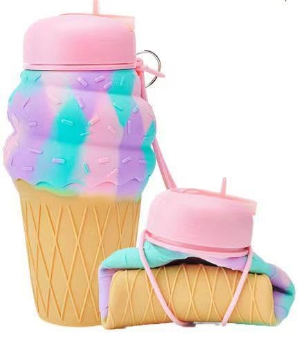 Echo Boomers Ice-cream Shape 500ml Bpa Free Silicone Fold-able Water ...