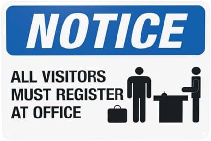 Amazon.com: Notice All Visitors Must Register At Office With Graphic ...