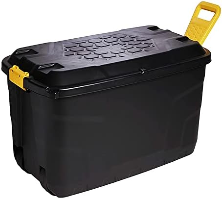 Strata Heavy Duty 75 Litre Storage Container Box with Wheels, Black ...
