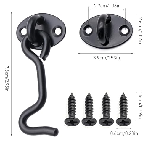4pcs Hook Gate,Cabin Hook,Stainless Hook and Eye Latch,Black,Swivel ...