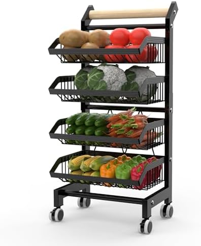Amazon.com: 4-Tier Kitchen Snack Cart with Wheels – Versatile Rolling ...