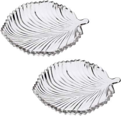 Buy GlassWorld (Pack of 2) Crystal Glass Serving Plate for Fruits/Dry ...