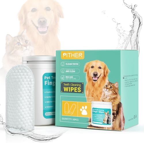PITHER Dog Teeth Cleaning Wipes, 50 Counts Pet Teeth Dental Wipes for ...