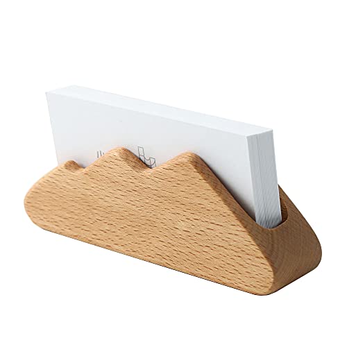 Larmoon 木製 名刺立て 名刺ケース 名刺入れ 卓上 名刺箱 天然木 名刺スタンド カードケース 40枚入れ可 (ブナ, 12x4 ...