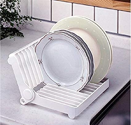 SNEPCOM12 Slots Folding Plastic Kitchen Dish Rack Stand Plate Holder ...