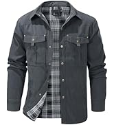 Flygo Mens Flannel Lined Denim Jacket Snap Cowboy Cut Western Classic Slim Fit Vintage Heavy ...
