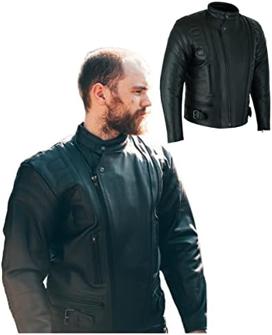 Texpeed Mens Leather Motorcycle Jacket - Twin Zipped Cruiser Touring ...