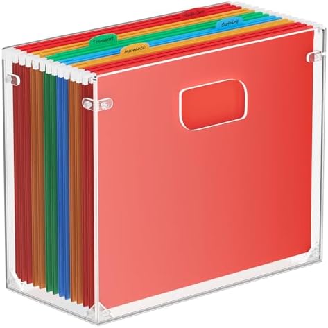 MaxGear Hanging File Organizer Box, Acrylic Filing Folder Organizer for ...