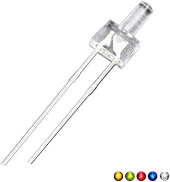 Vrabocry 100 pcs 2mm White Red Green Blue Yellow Flat Top LED Diode ...