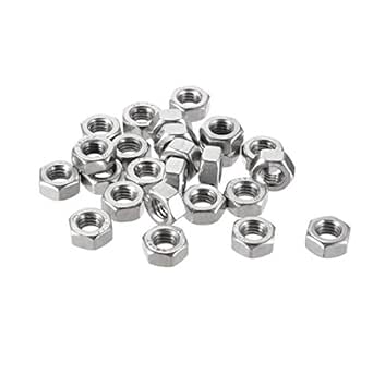 uxcell Hex Nuts, M3x0.5mm Metric Coarse Thread Hexagon Nut, Stainless Steel 316, Pack of 25 ...