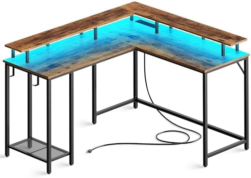 Amazon.com: Bestier Gaming Desk with Power Outlets, 71.5 LED Computer ...