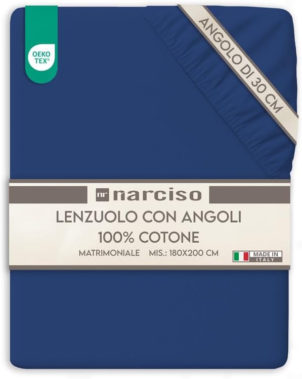 NARCISO Lenzuolo con Angoli Matrimoniale 100% Cotone (180x200 con ...