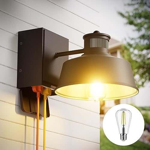 Ehaho Porch Lights with Outlet, Dusk to Dawn Outdoor Light with Outlet ...