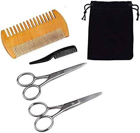 Amazon.com: TecUnite 4 Pieces Beard Trimming Scissors Set, Grooming ...