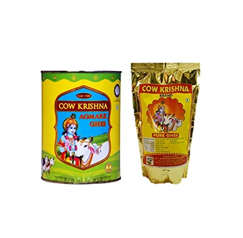 Cow Krishna Pure Cow Ghee Combo Pack ( 1 litre ghee tin and 1 litre ...