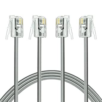 (2 Pack) Short Telephone Cord 2 ft RJ11 6P4C Male to Male (2 feet ...