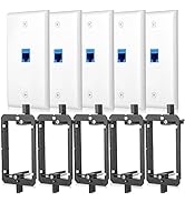 Amazon.com: 5 Pack Ethernet Wall Plate 2 Port Cat6 Outlet Jack RJ45 ...