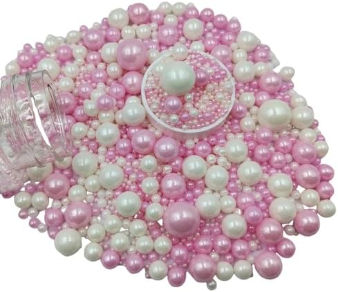 Amazon.com: Edible White Pink Sugar Pearls Candy Sprinkles 120G/ 4 ...