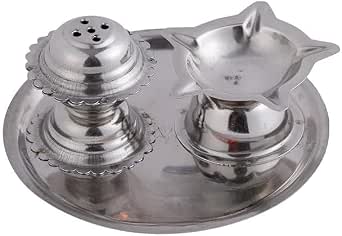 Amazon.com: KASHVIYA Diya with Agarbatti Stand | Stainless Steel ...
