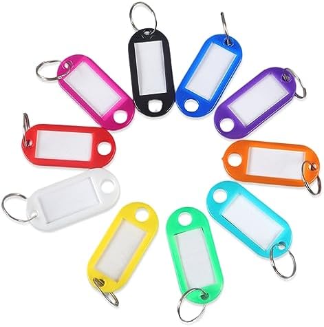Belgovia Key Tags with Labels and Split Rings - Pack of 10 Multi ...