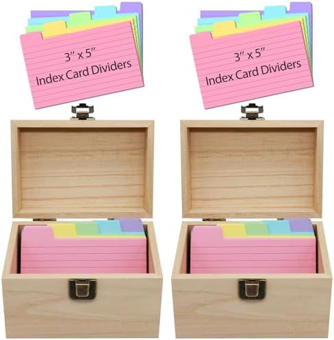 Amazon.com: DSYIL Index Card Holder, Wooden Index Card Box, 3 x 5 Flash ...