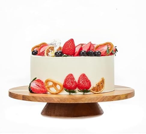Amazon.com | Jinei 4 Sets Wood Cake Stand Rustic 12 Inch Rotating Cake ...