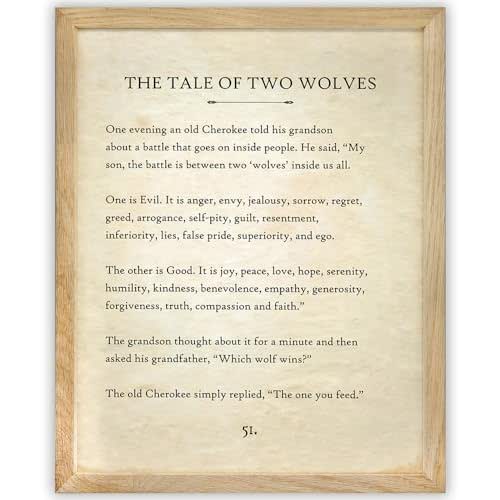 Amazon.com: The Tale of Two Wolves Cherokee Poster - 11x14 Framed ...