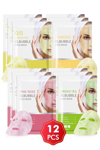IREV 12 Pack Skincare O2 Bubble Face Masks Sheet, Anti-wrinkle Bubble ...