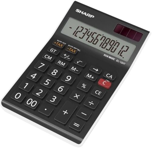 Sharp EL124TWH Desk Calculator - Black : Amazon.co.uk: Stationery ...